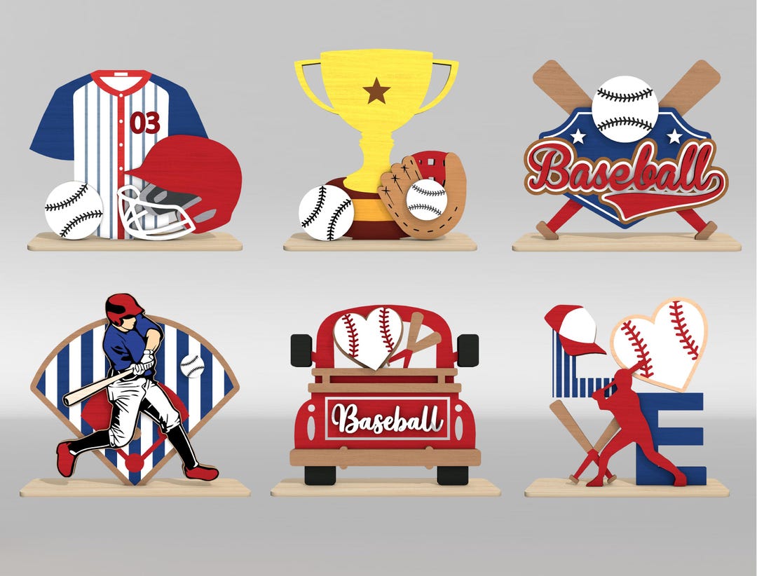Baseball Stand Decor SVG Bundle, Baseball Shelf Sitter Laser Cut Files ...