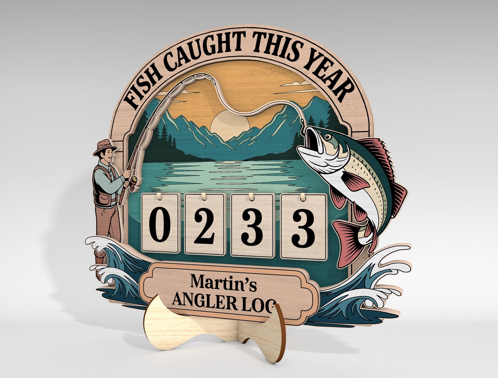 Fish Caught This Year Tracker SVG, Personalized Angler Log Count Sign ...
