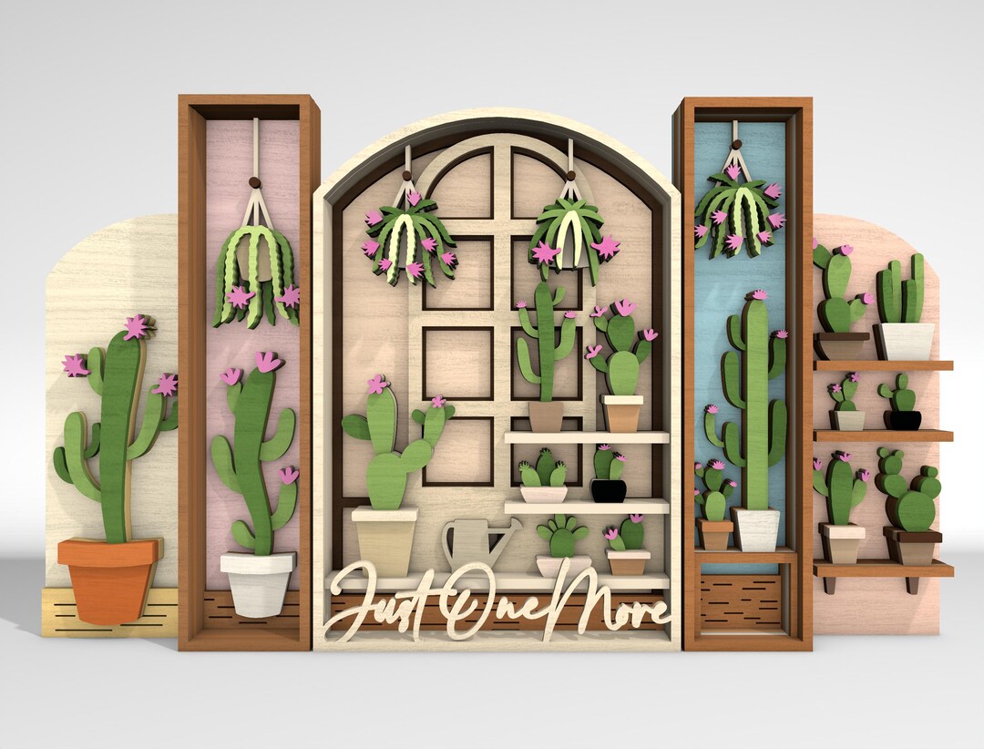 Multilayer Cactus Art Svg, Cactus Shelf SVG Wall Art Svg, Plant Lover ...
