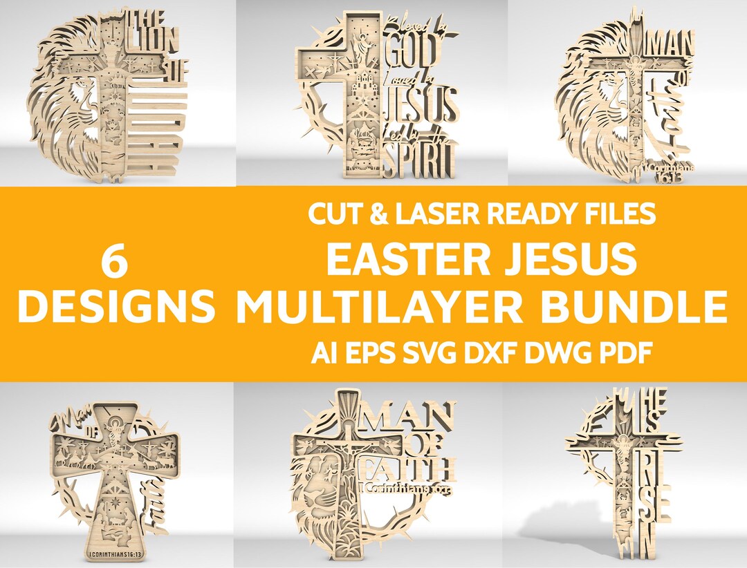 6 Multilayer Easter Jesus SVG Bundle, Multilayer Jesus Story Laser Cut ...