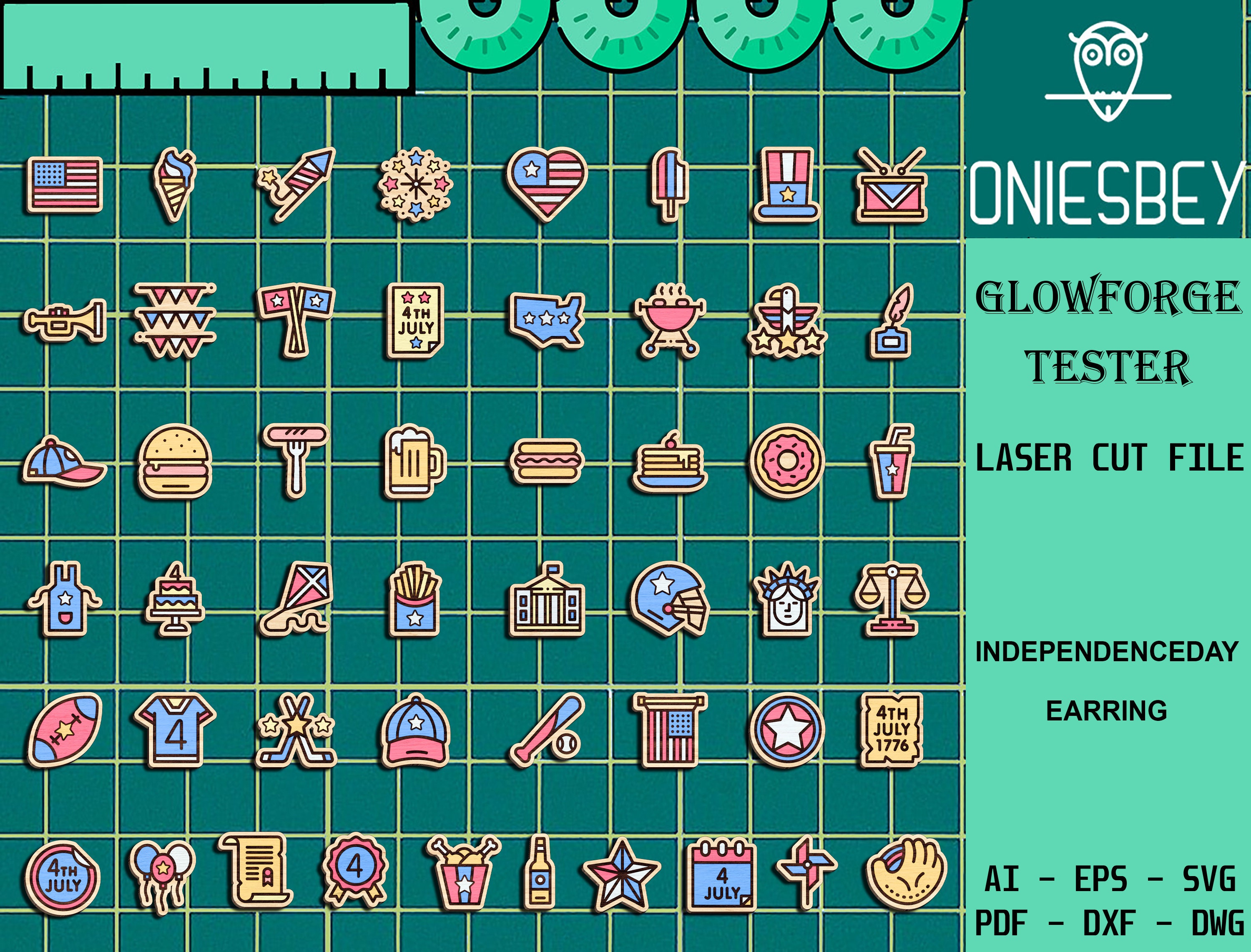 Independence Day Stud Earrings Svg Bundle, Earring Svg, 4th of July Svg ...