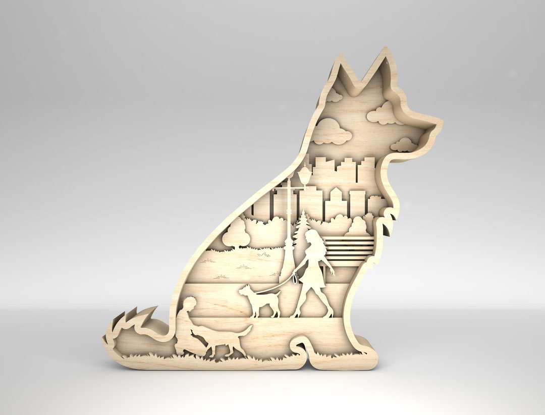 Multilayer Dog Scene Art Svg, 3D Layered Dog Art Svg, Puppy Svg, 10 ...