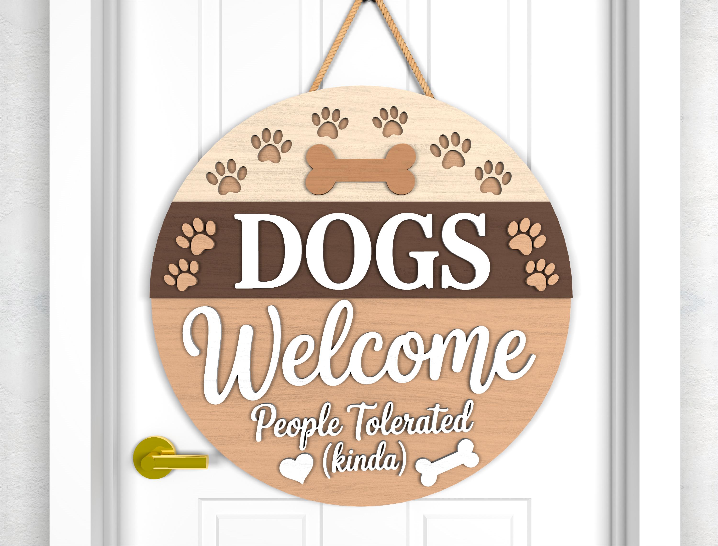 Dog Welcome Sign SVG Bundle, Funny Pet Quote Round Door Hanger Svg,home ...