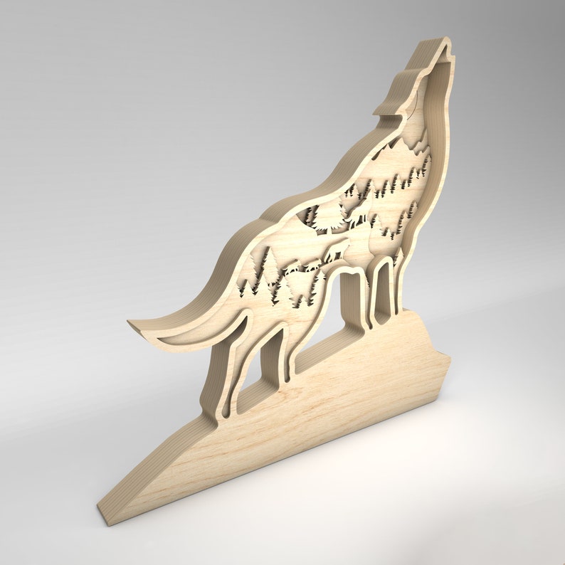 Multilayer Wolf Scene Art Svg, 3D Layered Wolf Art Svg, Wolf Svg, 9 ...