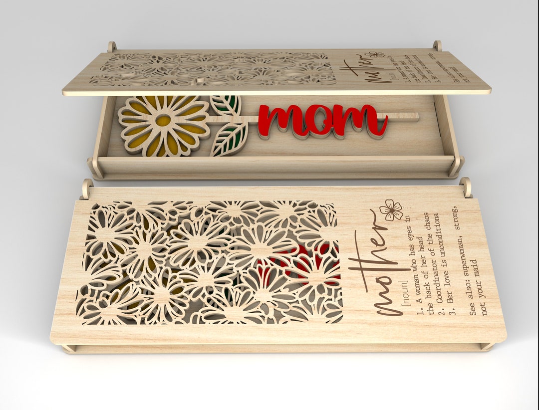 Mothers Day Box Gift With Daisy SVG, Wooden Daisy Svg, Gift for Mom ...