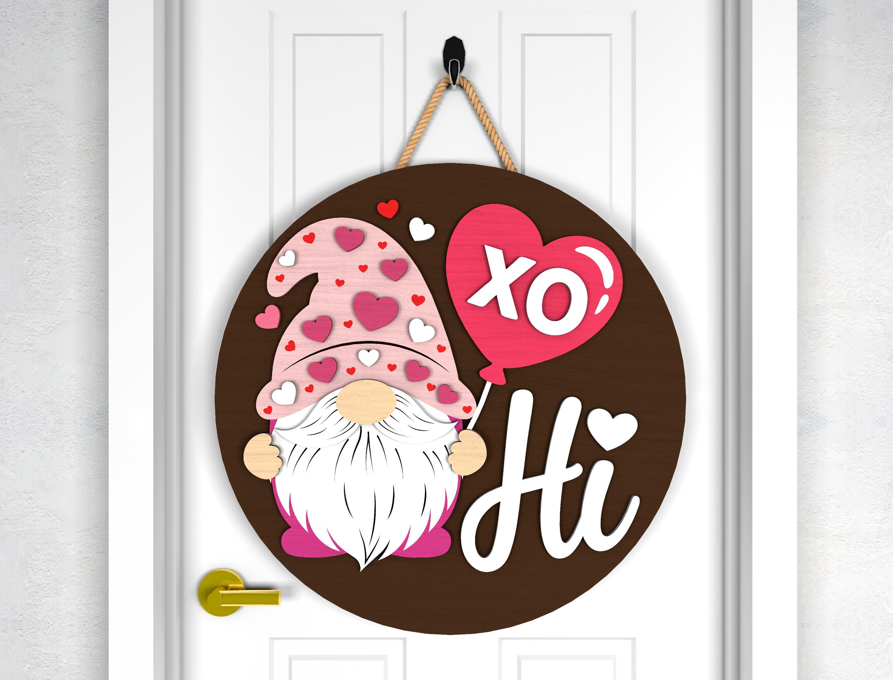 Happy Valentines Day Door Sign SVG Bundle, Heart Welcome Sign Laser Cut ...
