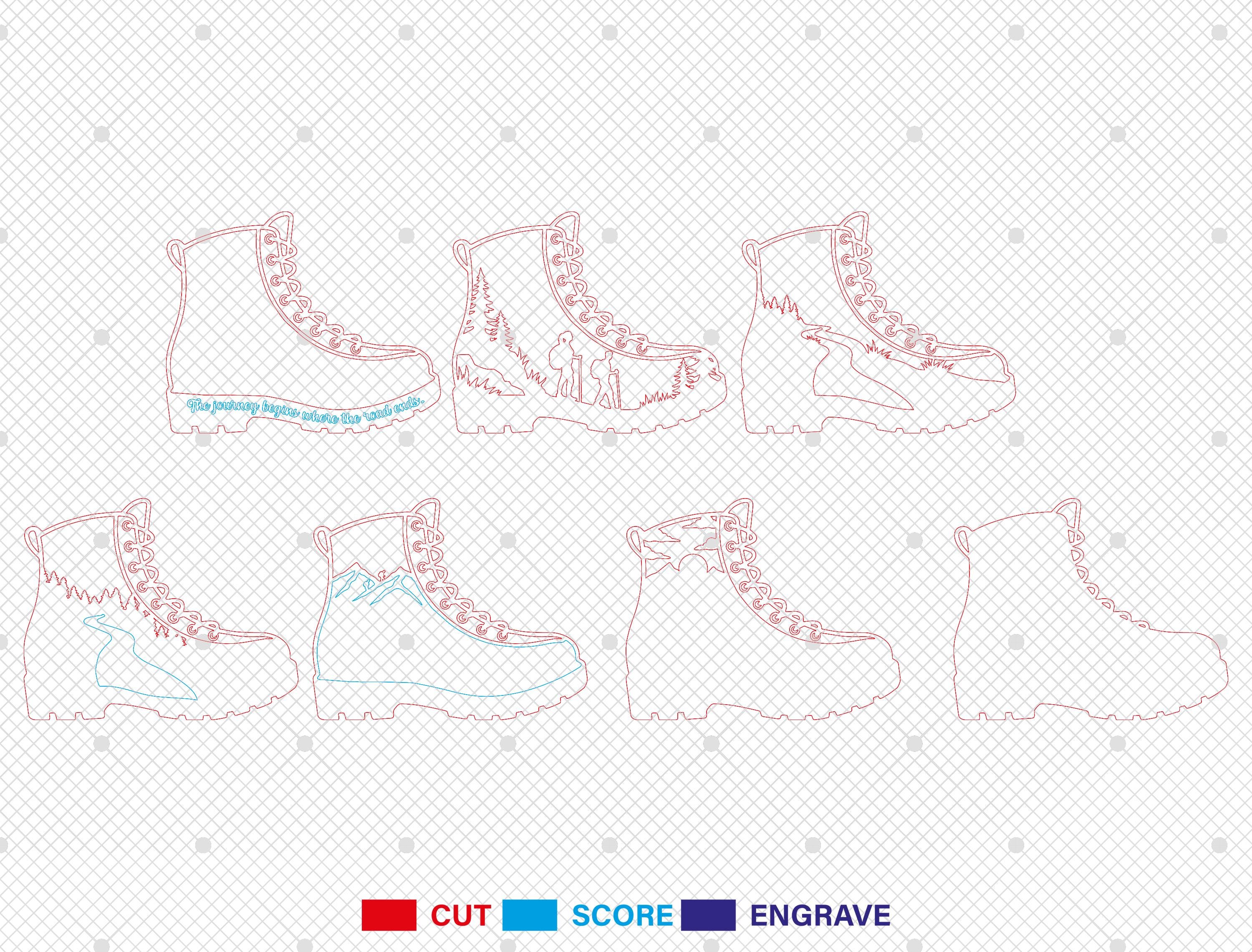 Multilayer Hiking Boot Svg,the Journey Begins Quote Layered Hiking ...