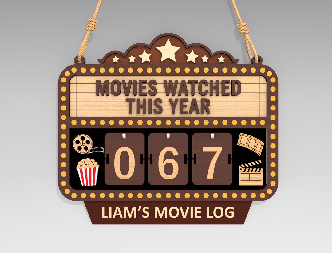 Movies Watched This Year Tracker Sign Svg, Personalized Movie Log, Film ...