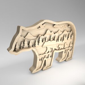 Multilayer Bear Scene Art Svg, 3D Layered Bear Art Svg, Bear Svg, Mama Bear Svg, 8 Layer Art ...