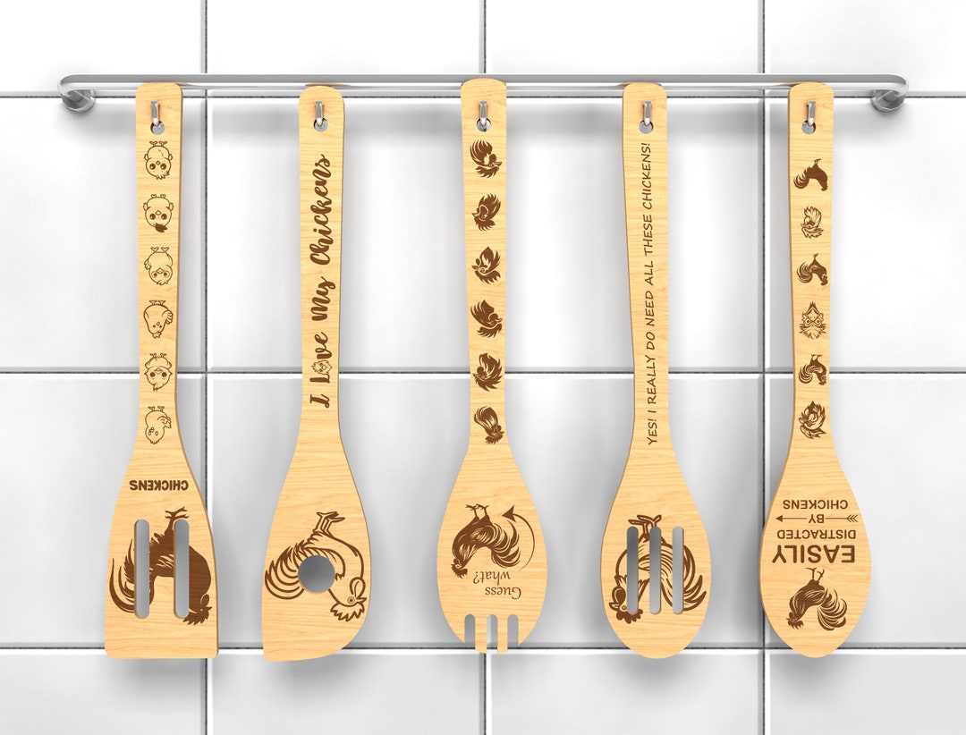 Rooster Wooden Spoons Svg, Chicken Lovers Svg, Kitchen Gift Svg, Spoon ...