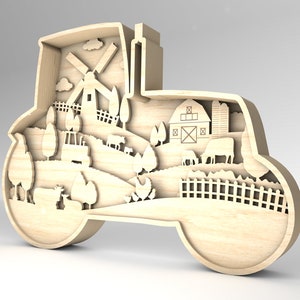 Multilayer Farm Tractor Art Svg, Farm Scene Art Svg, Farm Animals Svg ...