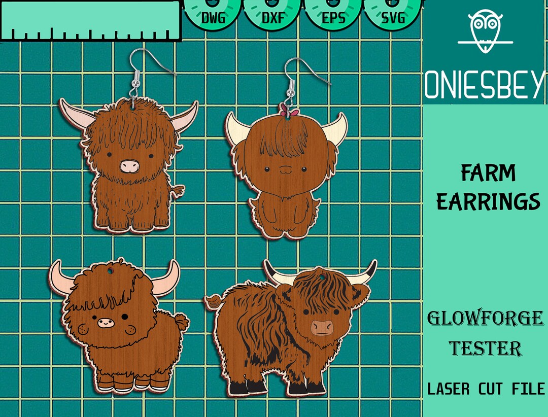 Highland Cow Earrings Svg Bundle Farm Animal Earring Svg - Etsy