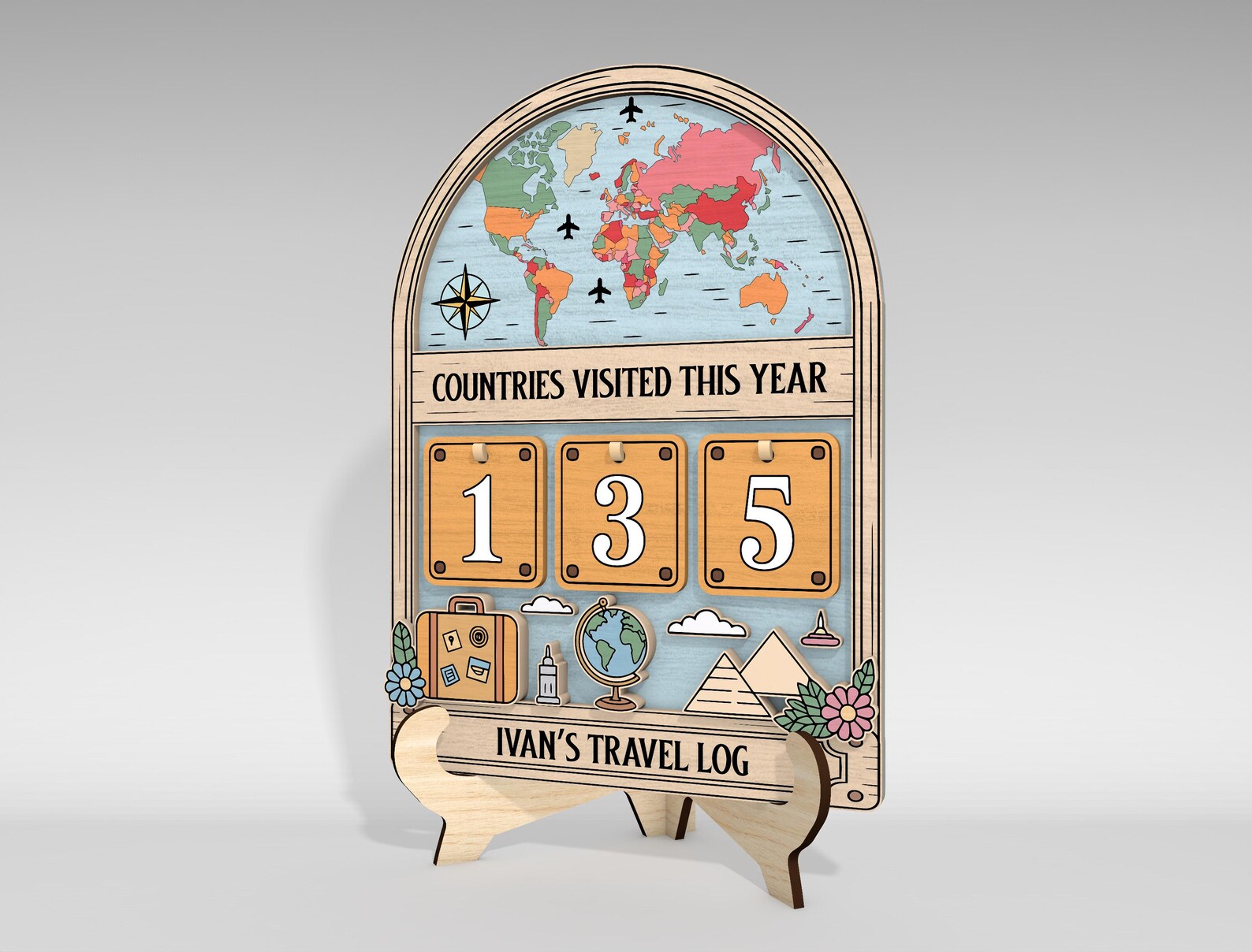 Countries Traveled This Year Tracker Sign SVG, Personalized Travel Log ...