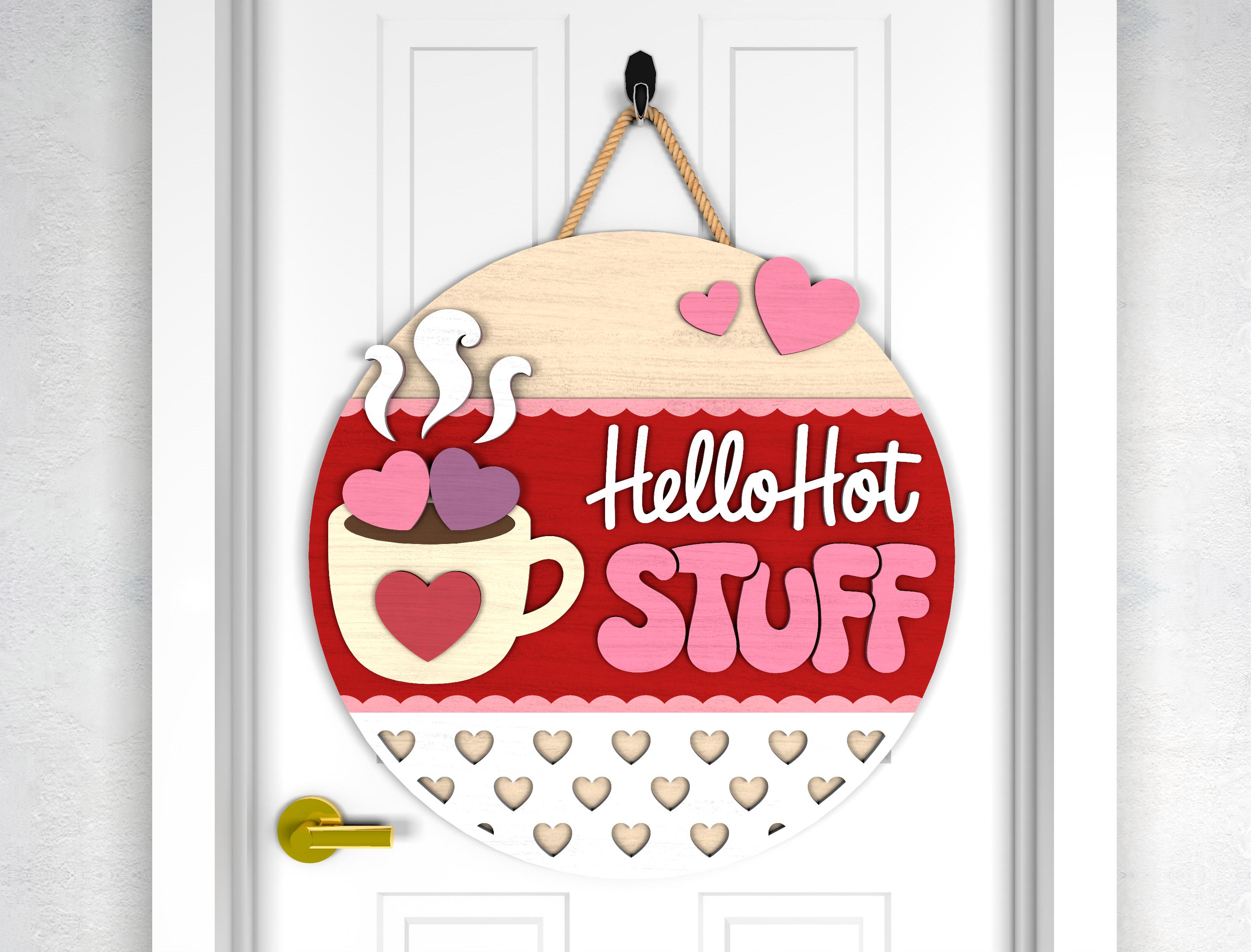 Happy Valentines Day Door Sign SVG Bundle, Heart Welcome Sign Laser Cut ...
