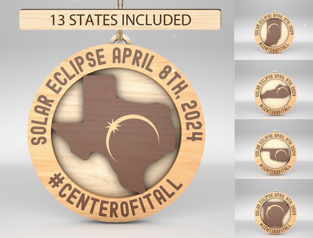 2024 Solar Eclipse Ornaments Svg Bundle, Set of 13 States With Path of ...