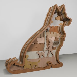 Multilayer Dog Scene Art Svg, 3D Layered Dog Art Svg, Puppy Svg, 10 ...