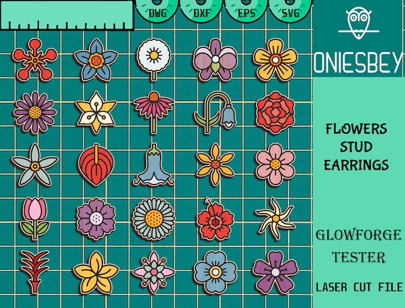 Flowers Stud Earring Svg Bundle Flowers Stud Earrings Laser - Etsy