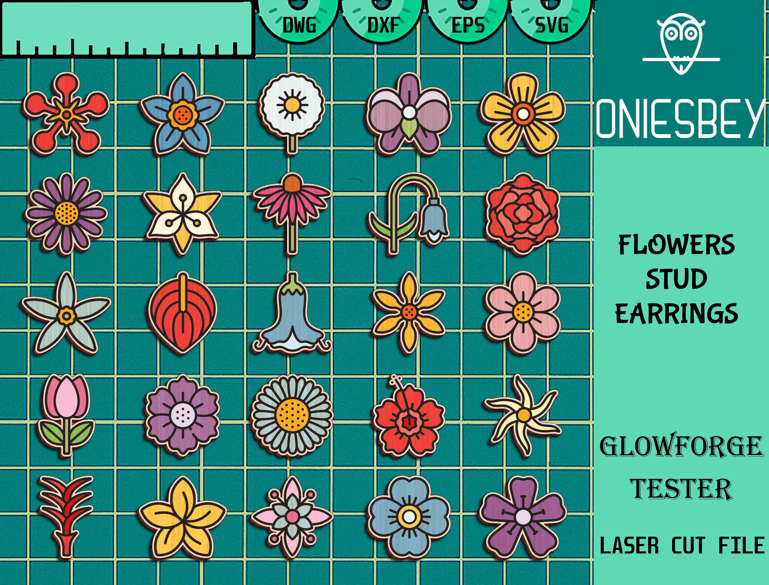 Flowers Stud Earring Svg Bundle Flowers Stud Earrings Laser - Etsy