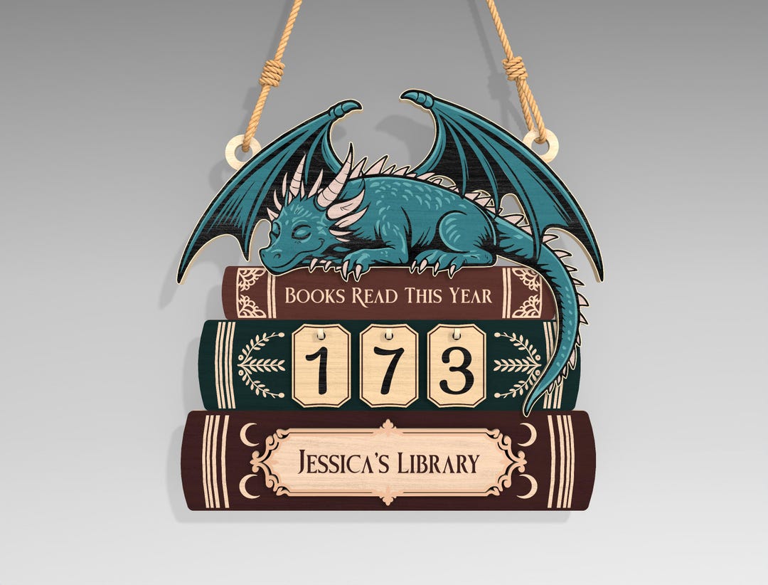 Personalized Dragon Books Read This Year Tracker Sign Laser Cut ...