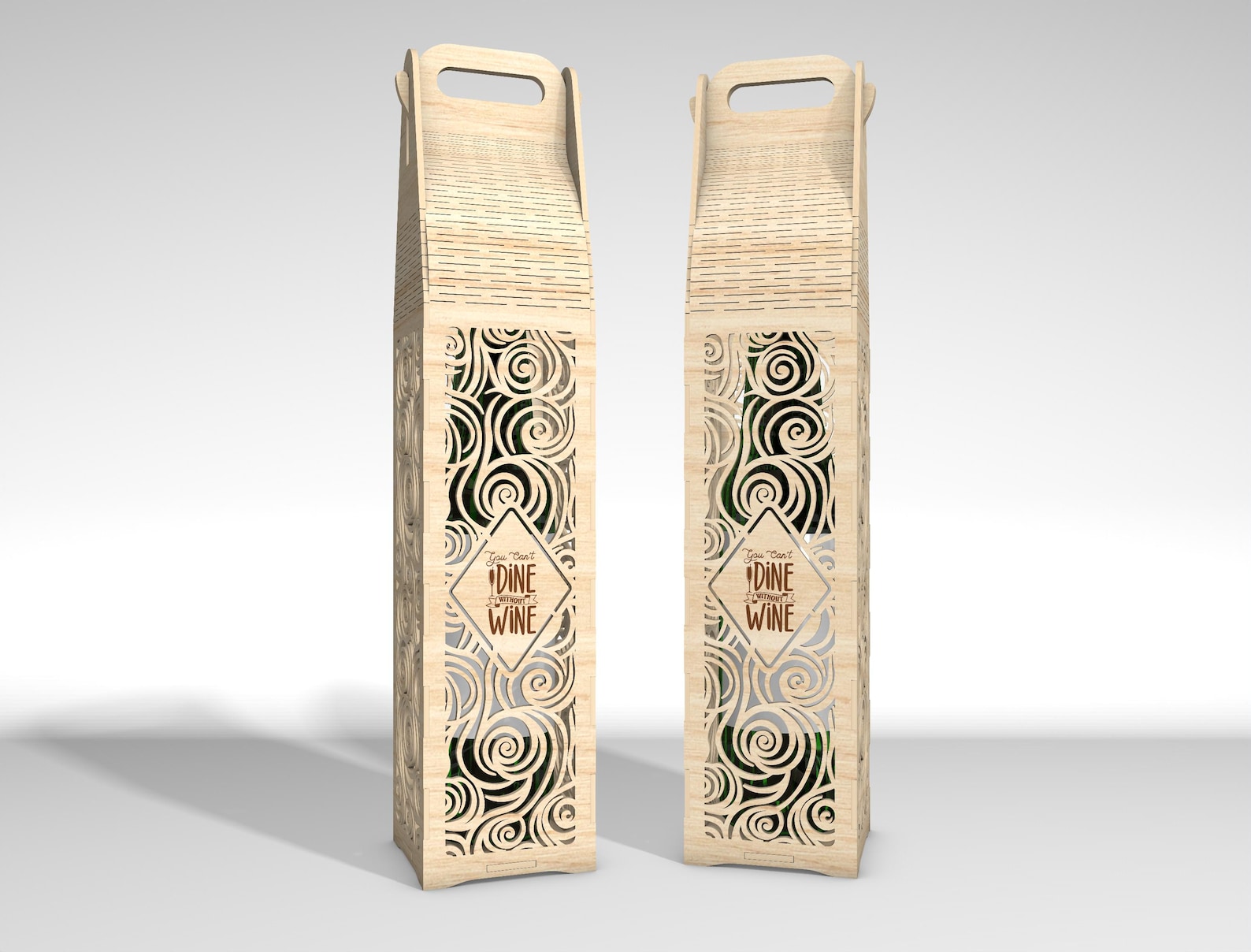 Wine Bottle Box SVG Bundle, Wine Gift Box Laser Cut File, Wine Holder ...