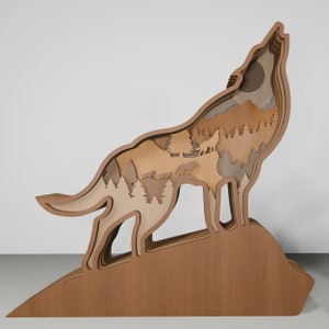 Multilayer Wolf Scene Art Svg, 3D Layered Wolf Art Svg, Wolf Svg, 9 ...