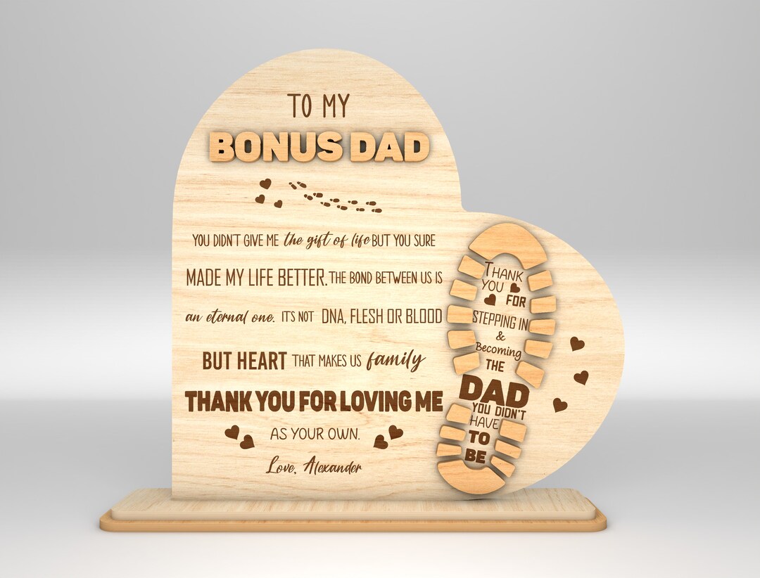 Personalized Stepped up Dad Heart Sign SVG, Bonus Dad Sign Svg, Gift ...