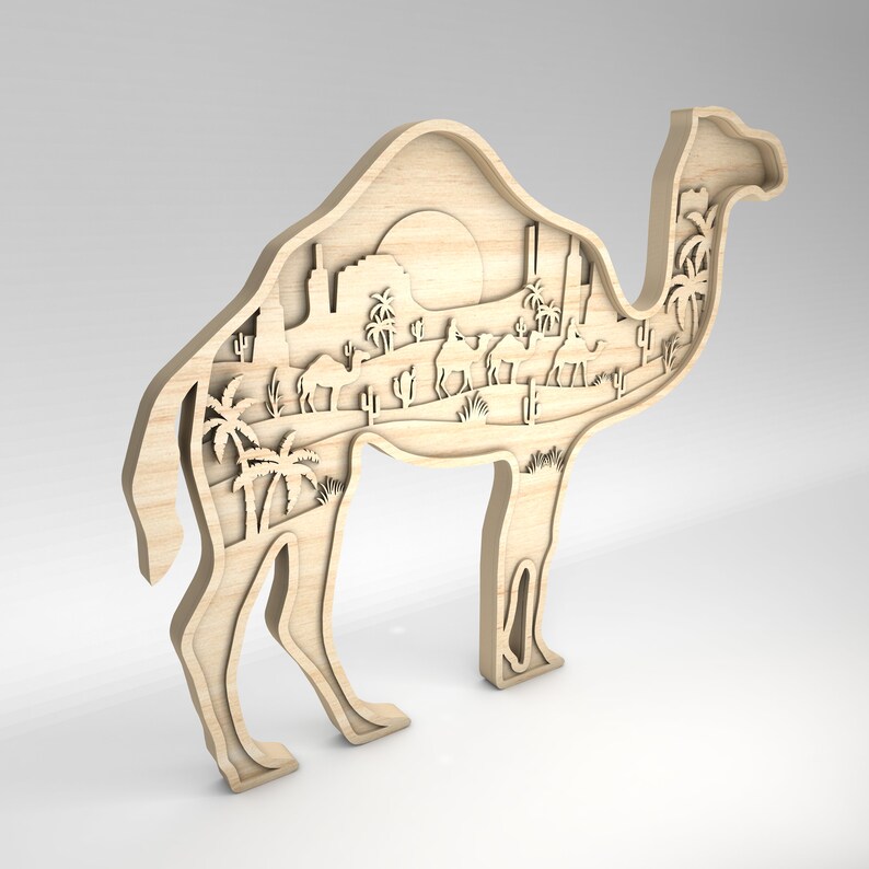 Multilayer Camel Scene Art Svg, 3D Layered Camel Art Svg, Camel Svg, 8 ...