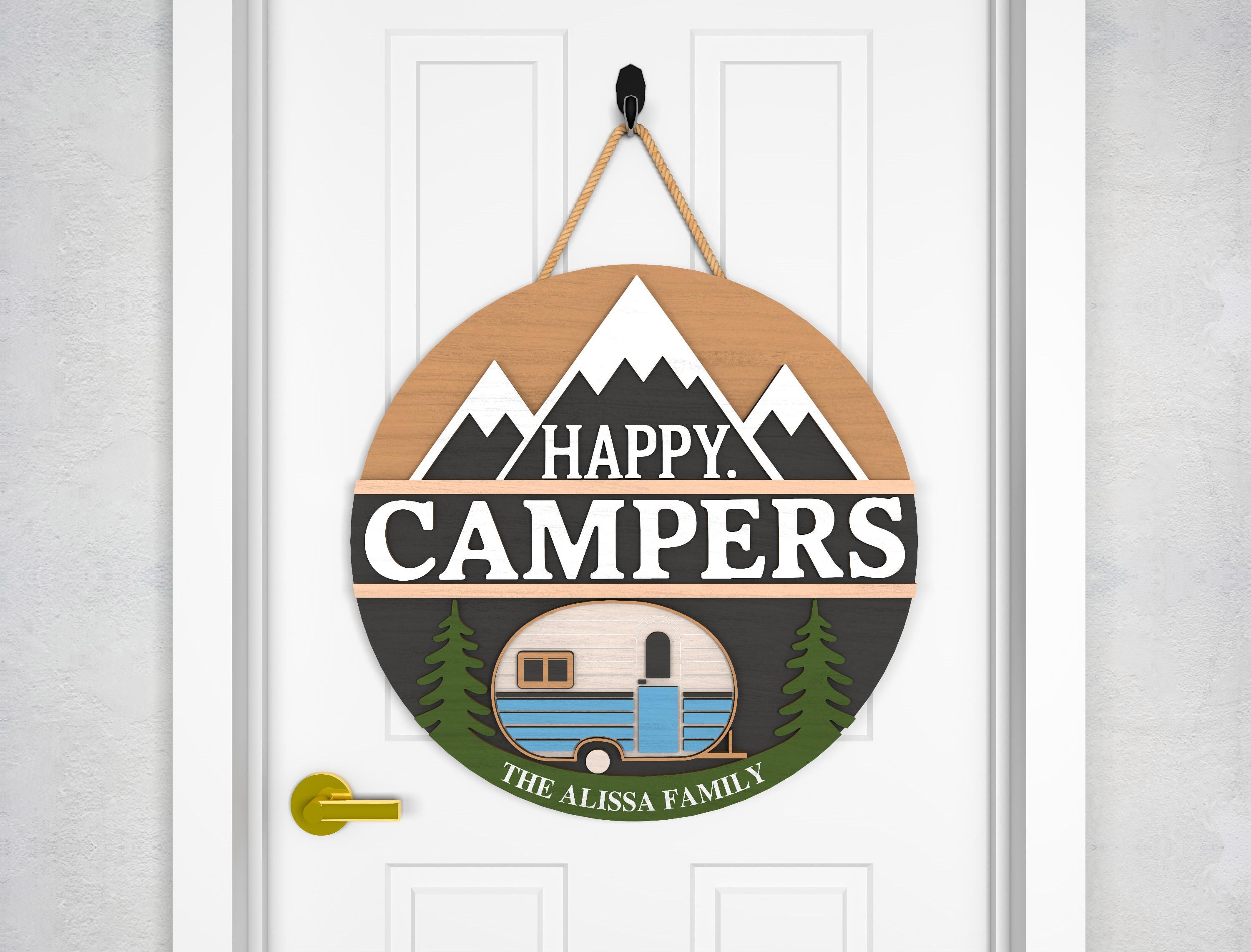 Camping Round Sign SVG Bundle, Happy Camper Svg, Camper Welcome Sign ...