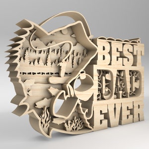 Multilayer Best Dad Ever Scene Art SVG, Fishing Dad Svg, Fishing Scene ...