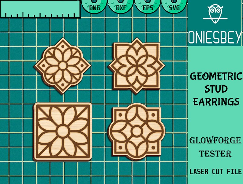 Geometric Stud Earring Svg Bundle, Geometric Stud Earrings Laser Cut ...