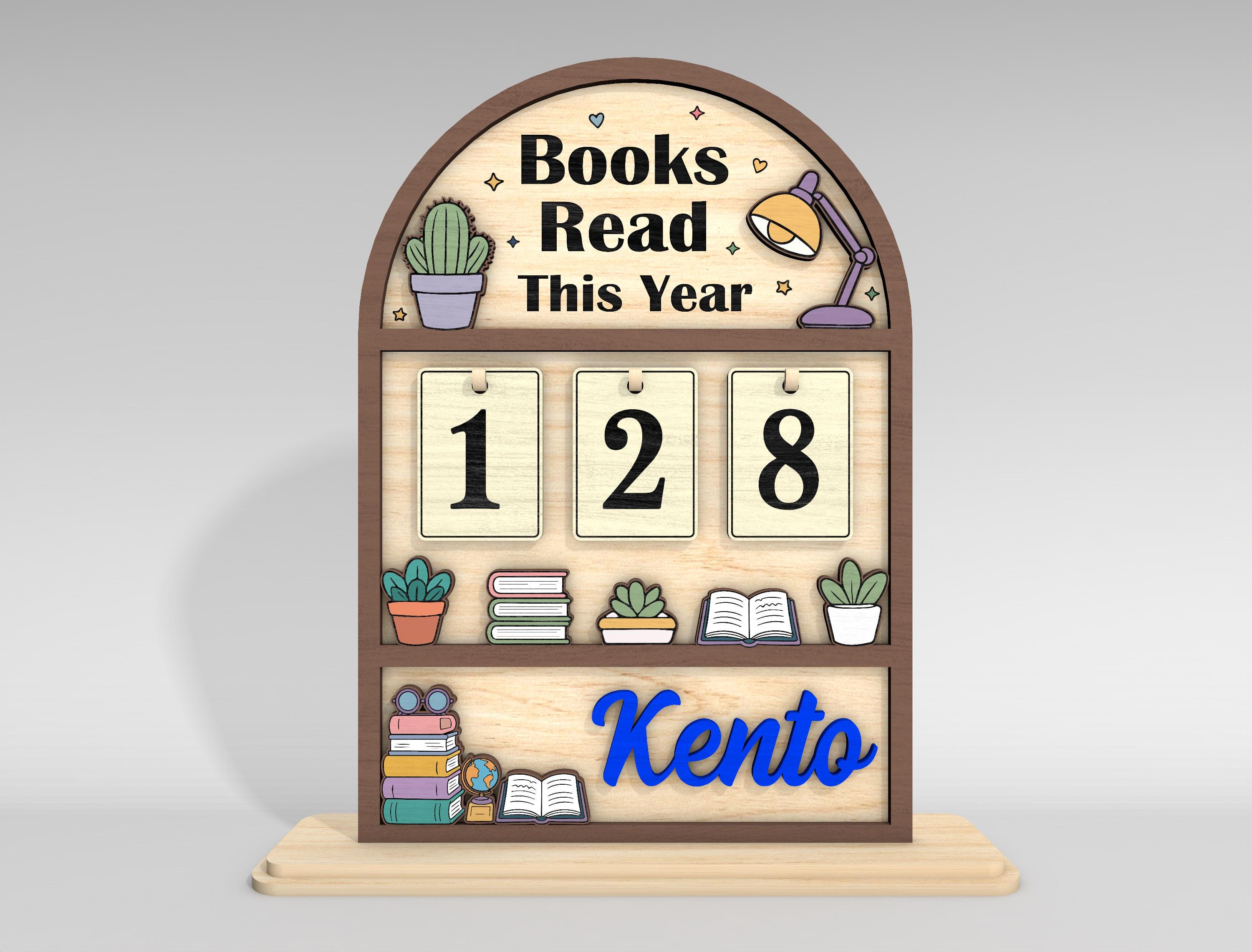 Personalized Book Read Tracker Sign Laser Cut, Books Read This Year ...