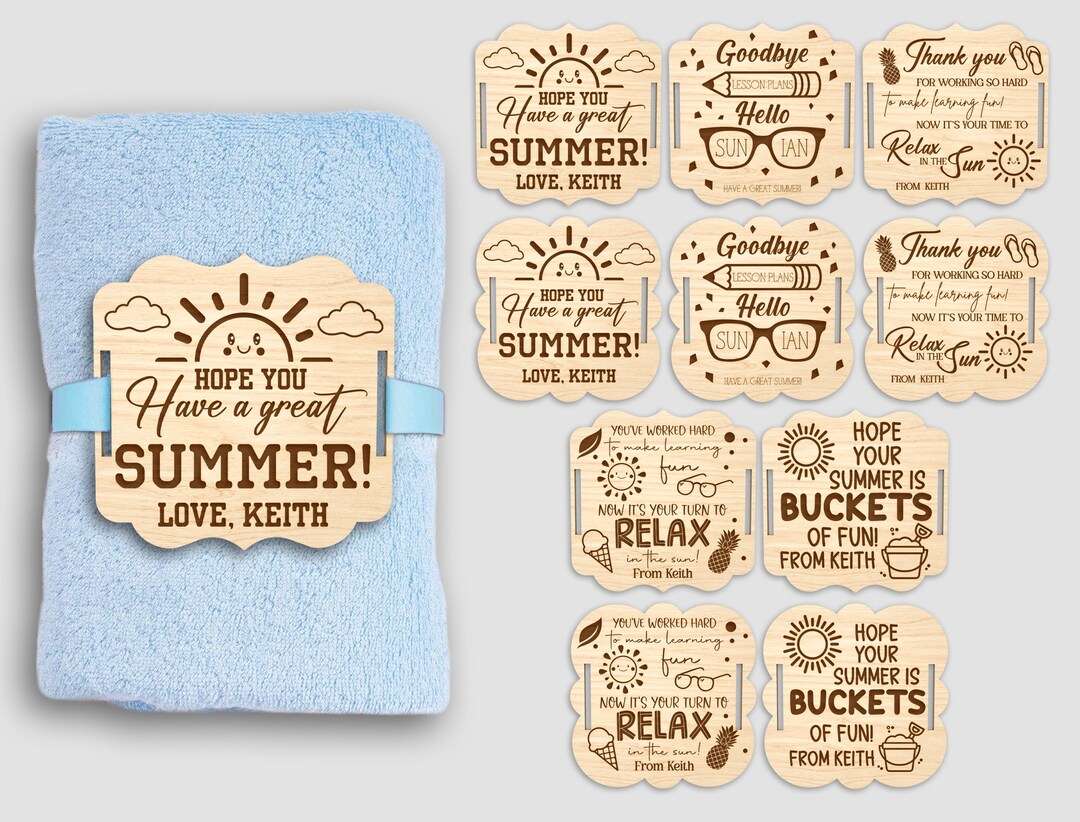 Personalized Cute Teacher Gift Beach Towel Wood Tag SVG, Gift for ...