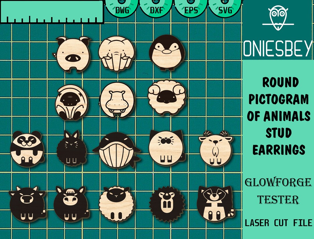 Animals Earring Stud Svg Bundle, Animals Stud Earrings Laser Cut File ...