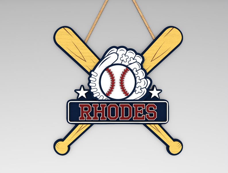 Personalized Baseball Name Sign SVG, Baseball Door Hanger SVG, Baseball ...