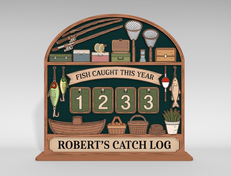 Personalized Fish Caught This Year Tracker Sign Laser Cut File, Angler ...