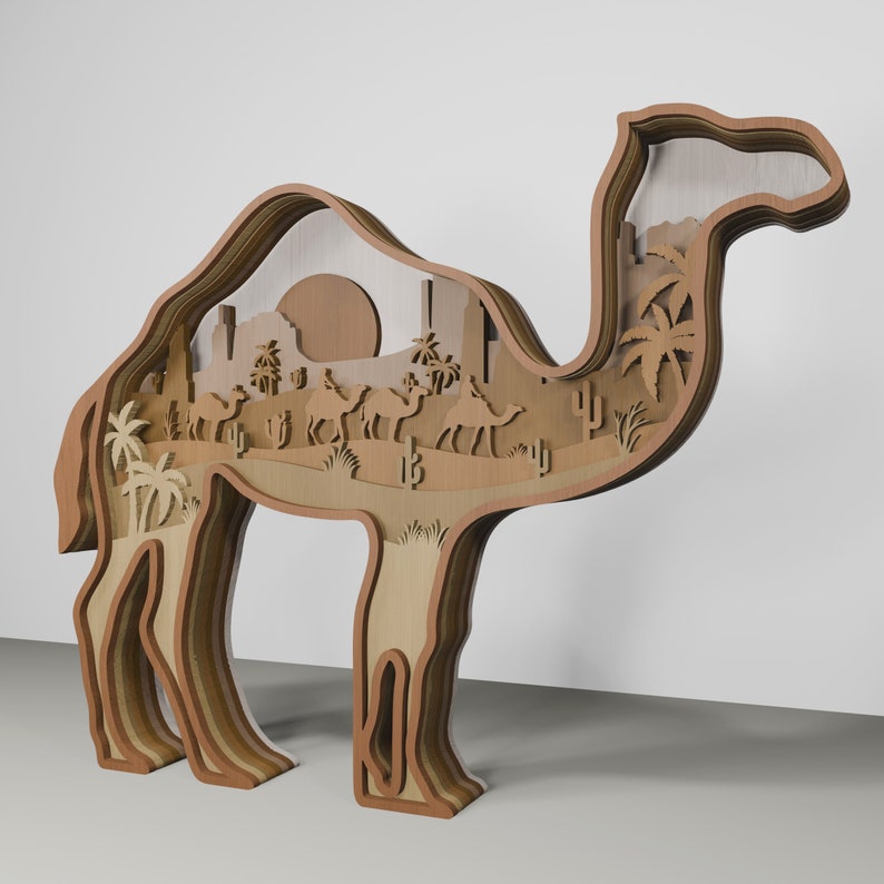 Multilayer Camel Scene Art Svg, 3D Layered Camel Art Svg, Camel Svg, 8 ...