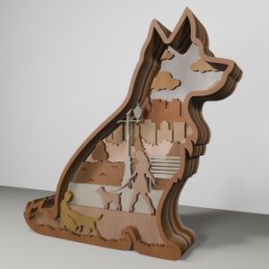 Multilayer Dog Scene Art Svg, 3D Layered Dog Art Svg, Puppy Svg, 10 ...