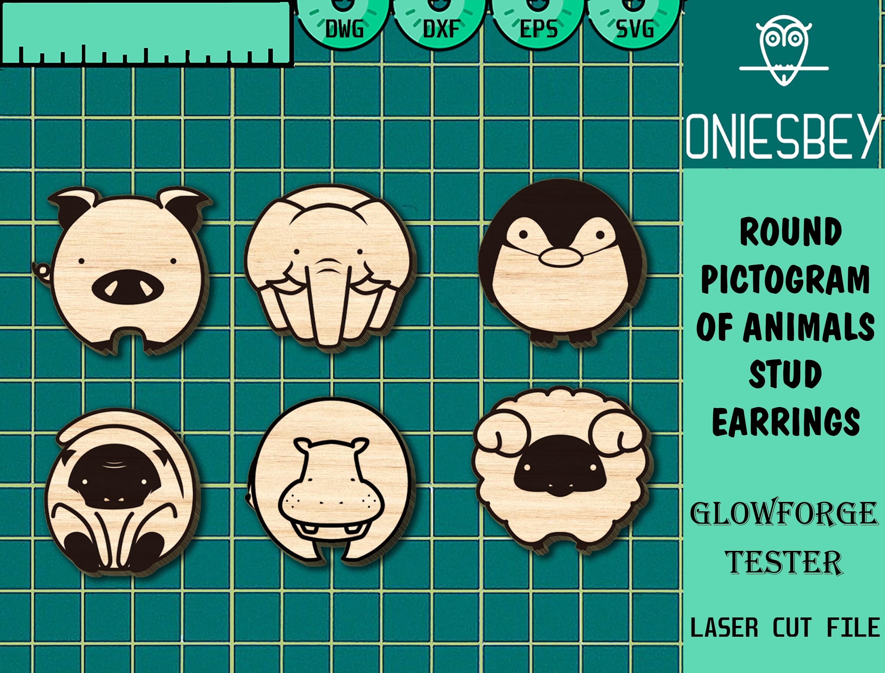 Animals Earring Stud Svg Bundle, Animals Stud Earrings Laser Cut File ...