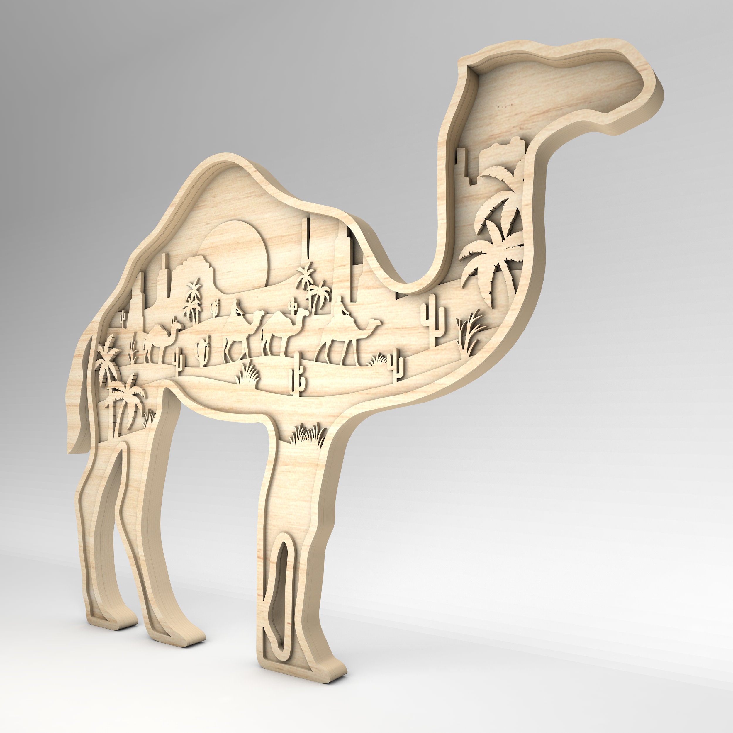 Multilayer Camel Scene Art Svg, 3D Layered Camel Art Svg, Camel Svg, 8 ...