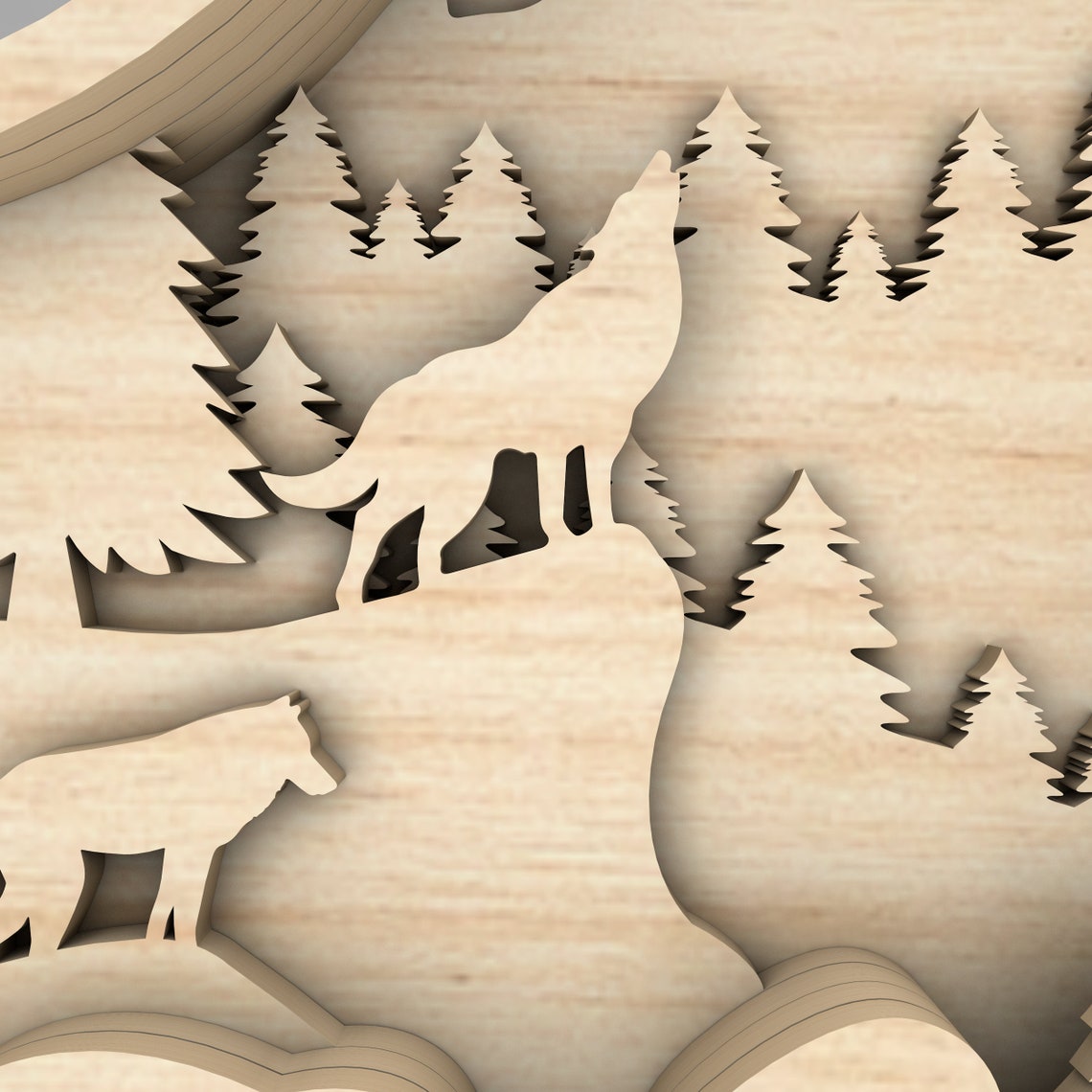 Multilayer Wolf Scene Art Svg, 3D Layered Wolf Art Svg, Wolf Svg, 9 ...