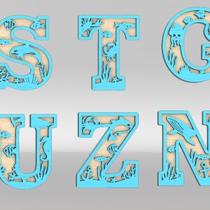 Sealife Alphabet Letter Set Svg, Ocean Themed Letters Svg, Underwater ...