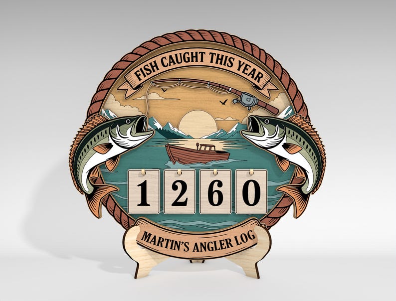 Personalized Fish Caught This Year Tracker Sign Laser Cut File, Angler ...