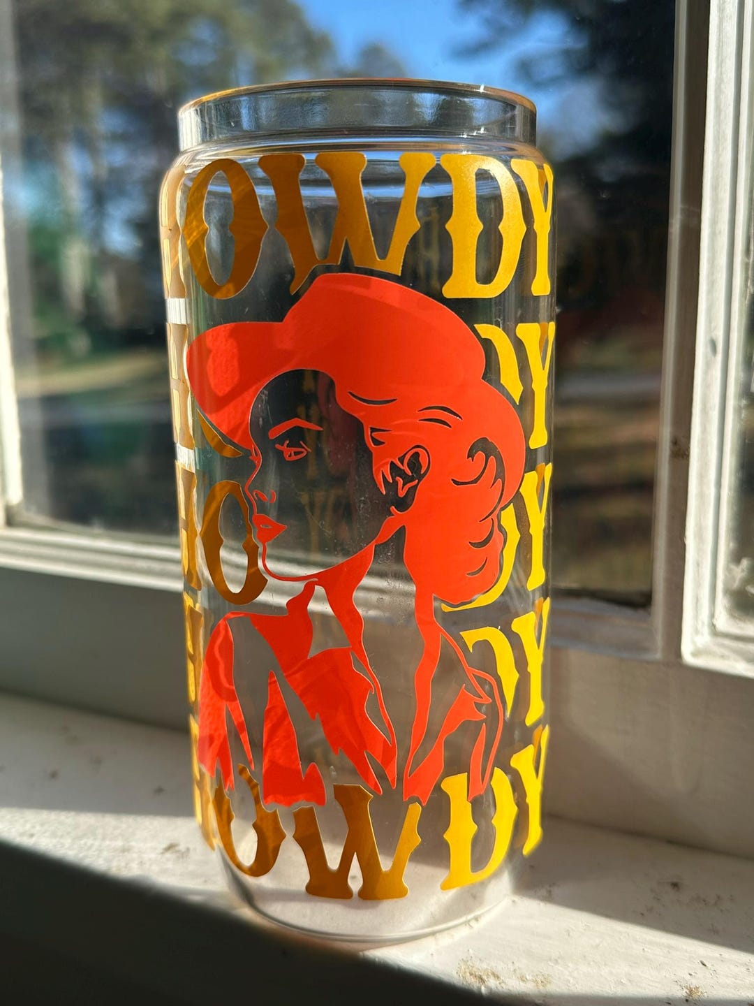 Howdy Vintage Cowgirl Glass Cup - Etsy