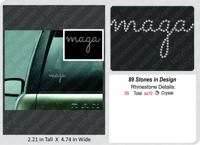 Maga Rhinestone Decal; Maga Decal; Rhinestone Sticker; Car Decal; Car ...