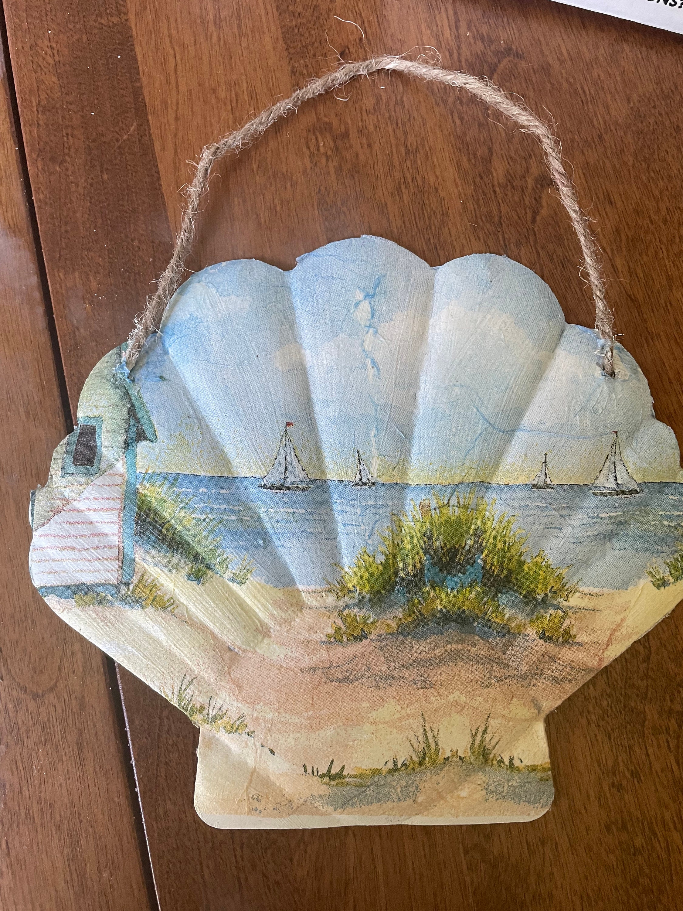 Beach Scene Decoupaged Shell - Etsy