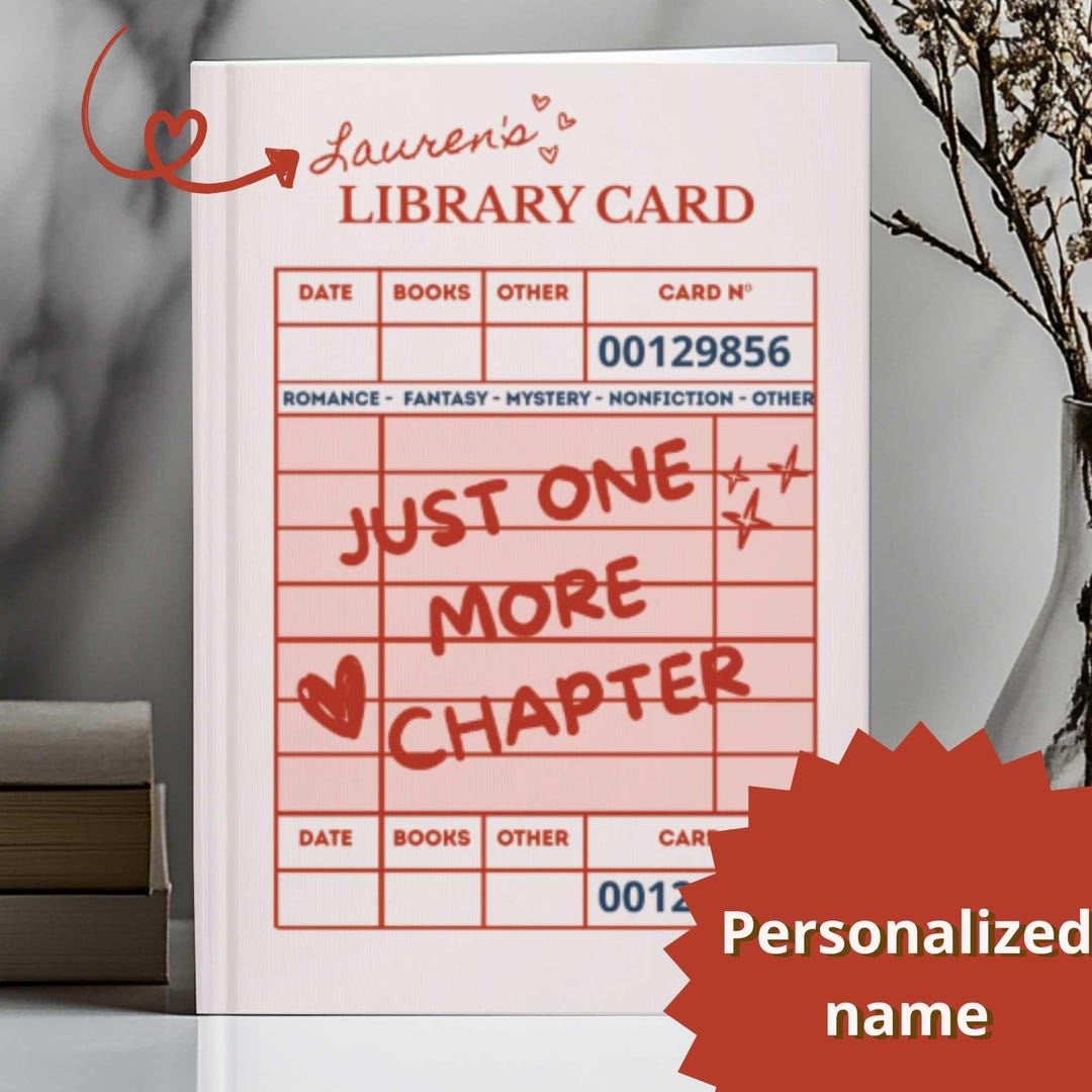 Custom Reading Journal, Library Card Book Lover Gift, Reading Tracker ...