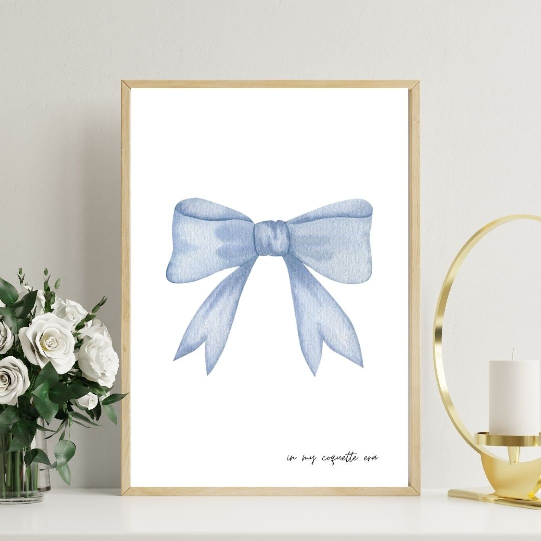 Wall Art "blue Bow Coquette Era" Printable Coquette Art for Bedroom ...