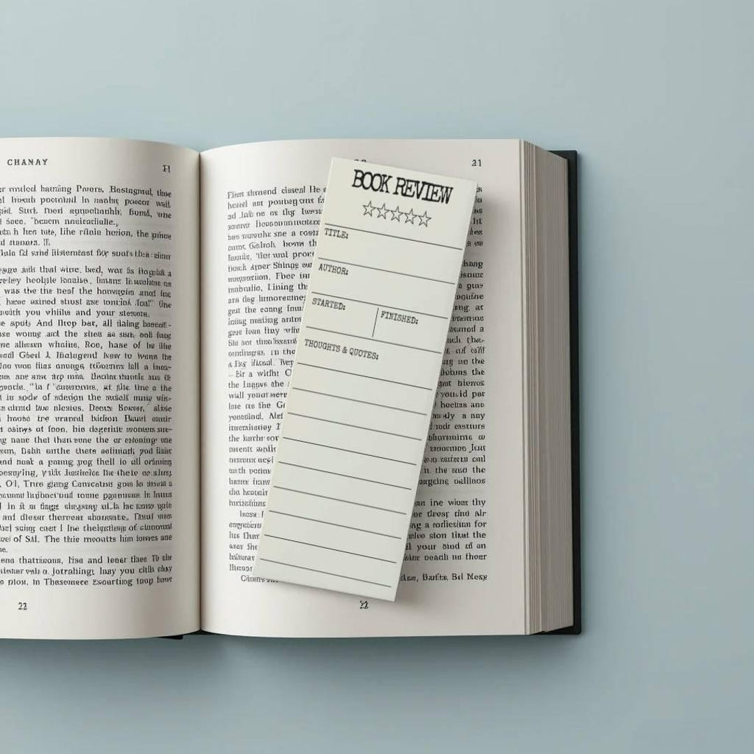 Book Review Bookmark, Printable Book Review Bookmark, Book Lover Gift ...