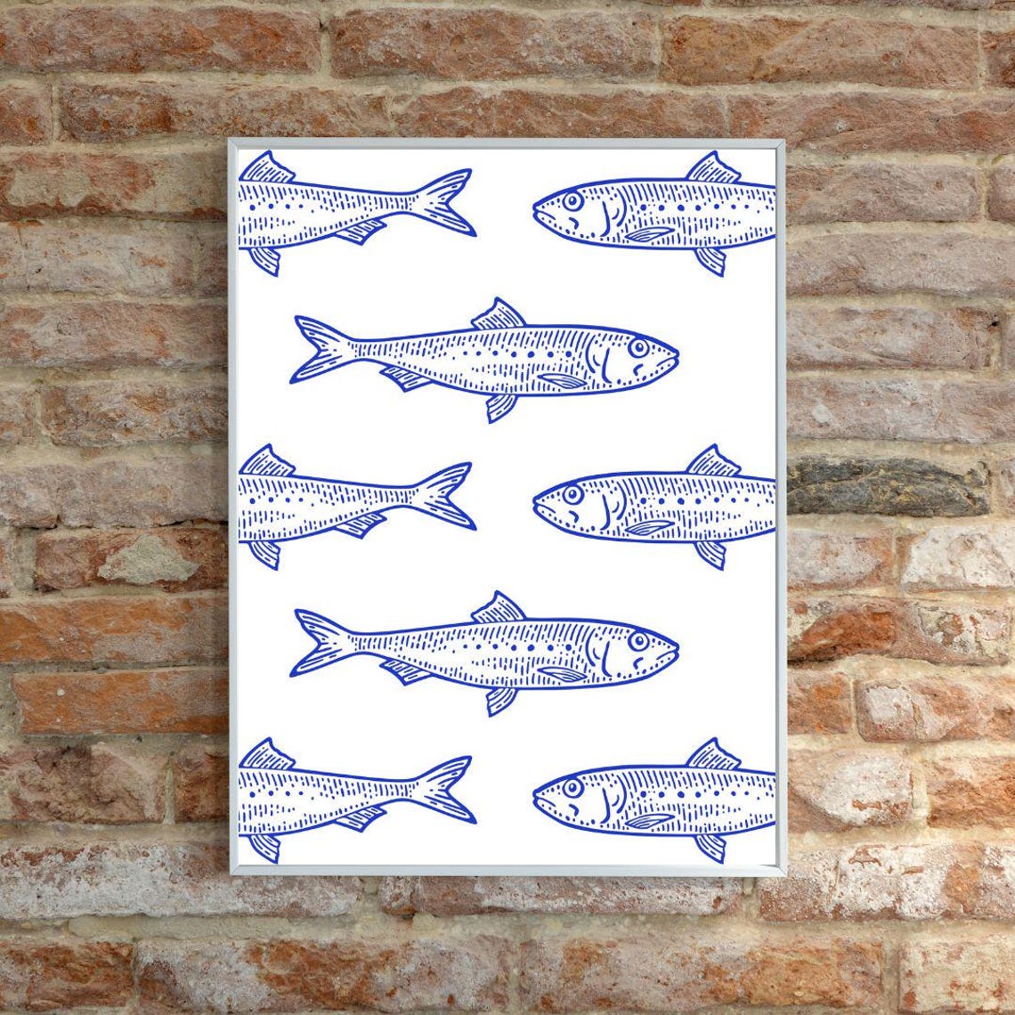 Sardines Print Poster, Retro Sardine Wall Art, Fish Print, Kitchen Wall ...