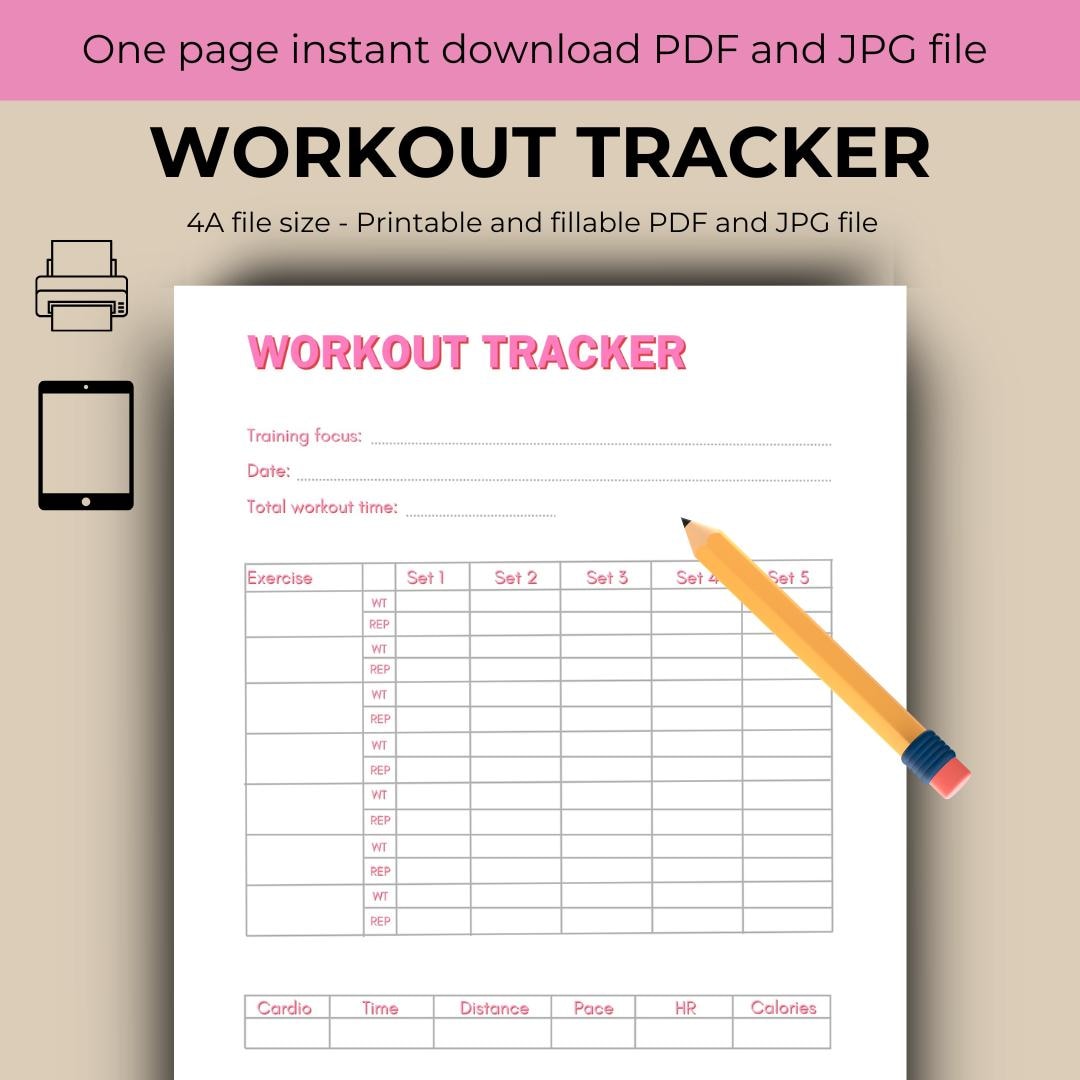 Printable Workout Tracker, Daily Workout Tracker, Workout Planner ...